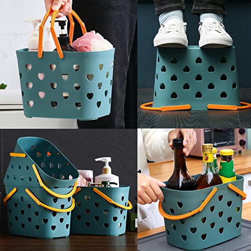 WeiMeet 4 Pieces Portable Shower Caddy Basket Bathroom Shower Organizer Basket Organizer Bin Plastic Storage Caddy Basket with Handle for College, Dorm, Bathroom, Garden, Cleaning Supplies