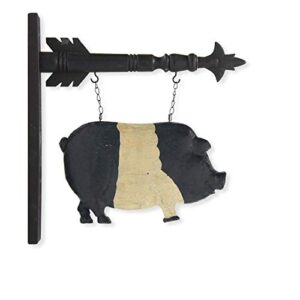 k&k interiors 12104b 13 inch black & white resin pig arrow replacement, 11.00 x 13.00 x 2.00, black and cream