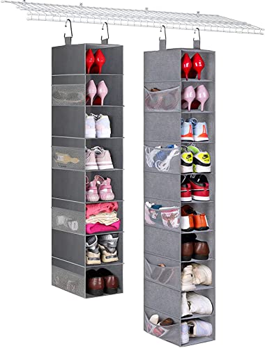 MISSLO 8-Shelf Hanging Shoe Organizer and 10-Shelf Hanging Storage Shelves for Clothes Closet Organizers