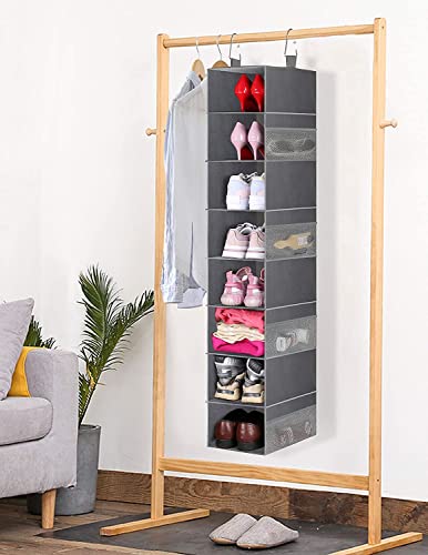 MISSLO 8-Shelf Hanging Shoe Organizer and 10-Shelf Hanging Storage Shelves for Clothes Closet Organizers