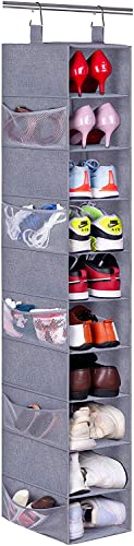 MISSLO 8-Shelf Hanging Shoe Organizer and 10-Shelf Hanging Storage Shelves for Clothes Closet Organizers