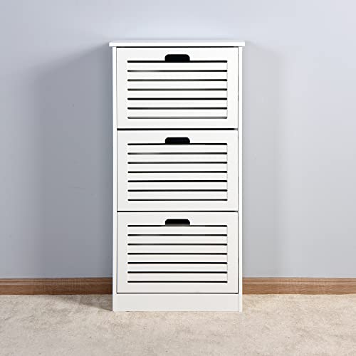 UFINEGO Shoe Rack with 3 Flip Doors Shoe Organizer for Entryway Organize Your Shoes in Style with Modern White Shoe Cabinet - 3 Flip Doors, 6 Layers of Storage Space, and Sturdy Structure