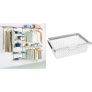 rubbermaid configurations deluxe custom closet organizer system kit, 4-to-8-foot, titanium, fg3h8900titnm & 3j05 configurations sliding wire basket, titanium(fg3j0501titnm)