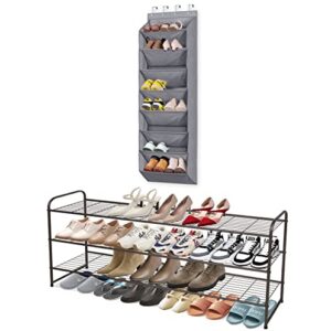 KEETDY Long 3 Tier Shoe Rack for Closet and 8 Pockets Door Shoe Organizer