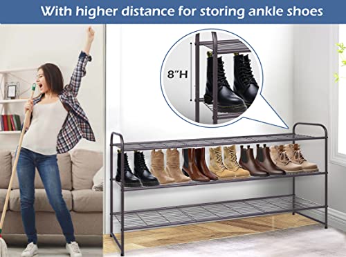 KEETDY Long 3 Tier Shoe Rack for Closet and 8 Pockets Door Shoe Organizer