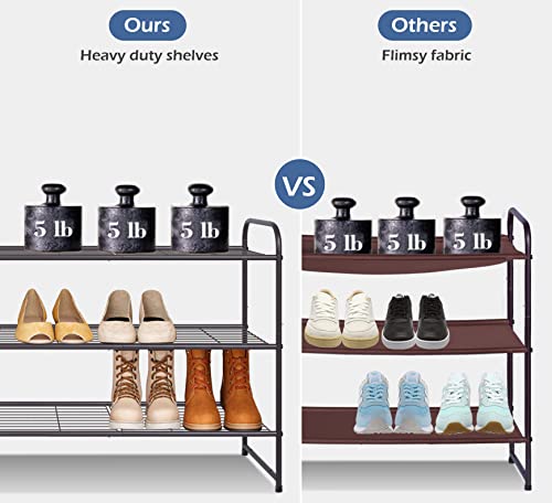 KEETDY Long 3 Tier Shoe Rack for Closet and 8 Pockets Door Shoe Organizer