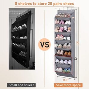 KEETDY Long 3 Tier Shoe Rack for Closet and 8 Pockets Door Shoe Organizer