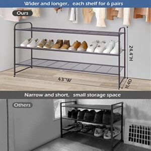 KEETDY Long 3 Tier Shoe Rack for Closet and 8 Pockets Door Shoe Organizer