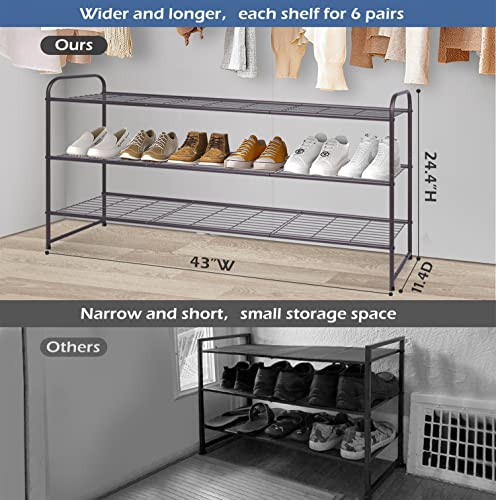 KEETDY Long 3 Tier Shoe Rack for Closet and 8 Pockets Door Shoe Organizer