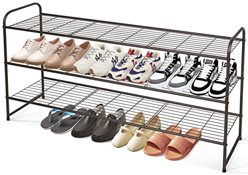 KEETDY Long 3 Tier Shoe Rack for Closet and 8 Pockets Door Shoe Organizer