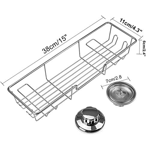 iPEGTOP L-4C Strong Suction Cup Adhesive Shower Caddy Bath Shelf Storage with 4 Side Hooks, Combo Organizer Basket for Shampoo, Conditioner, Soap, Razor Bathroom Accessories, Chrome