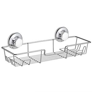 iPEGTOP L-4C Strong Suction Cup Adhesive Shower Caddy Bath Shelf Storage with 4 Side Hooks, Combo Organizer Basket for Shampoo, Conditioner, Soap, Razor Bathroom Accessories, Chrome