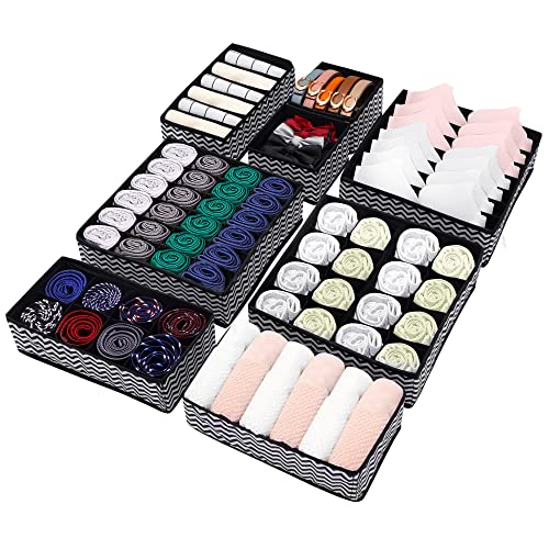 PETALS Drawer Organizers For Clothing – 8 Pack Foldable Dresser Drawer Organizers, Sock and Underwear Drawer Organizer, Baby Drawer Organizer, Bra, Panty, Lingerie, Ties, Belts