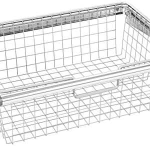 Rubbermaid Configurations Deluxe Custom Closet Kit, 3- to 6-Foot, Titanium, FG3H8800TITNM & 3J05 Configurations Sliding Wire Basket, Titanium(FG3J0501TITNM)