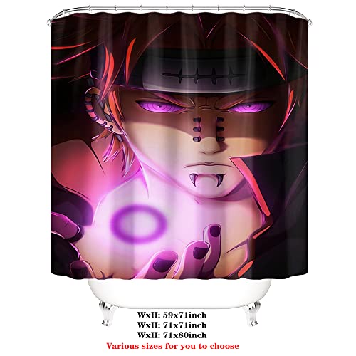 4 Piece Anime Shower Curtain Sets with Non-Slip Rugs, Toilet Lid Cover, Bath Mat and 12 Hooks, Bathroom Decor Set Accessories Waterproof Shower Curtains