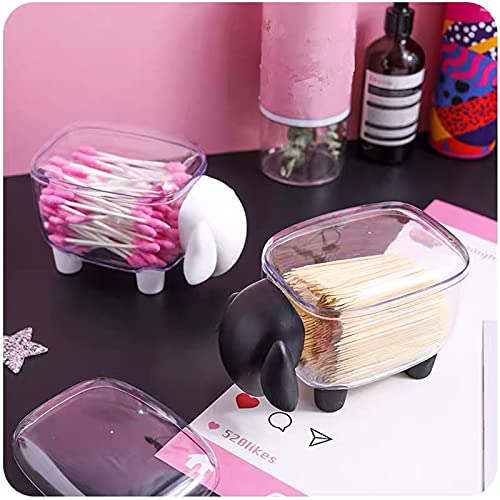 Agirlvct 2 Pack Qtip Holder Dispenser,Acrylic Cotton Ball Holder,Containers Storage Organizer,Bathroom Vanity Storage Canister for Swab Floss Bedroom Birthday Mother's Day Gift Girl Friend(Sheep)