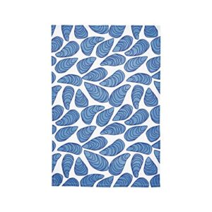 c&f home coastal blue mussels cotton machine washable printed towel decor decoration 18" x 27" blue