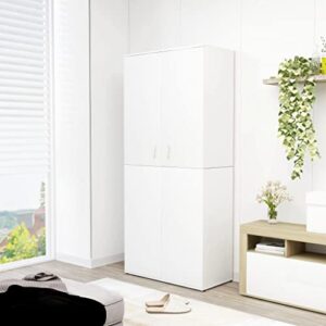 homiuse shoe cabinet storage file rack organizer for filing kitchen bathroom toilet pantry corner home holder shelf outdoor indoor wall garage lock white 31.5"x15.4"x70.1" chipboard