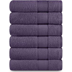 adobella 6 premium turkish bath collection hand towels, 100% combed turkish cotton, 600 gsm, super plush, ultra absorbent, supreme comfort, includes 6 towels, 16 x 28 inch, purple (set of 6)