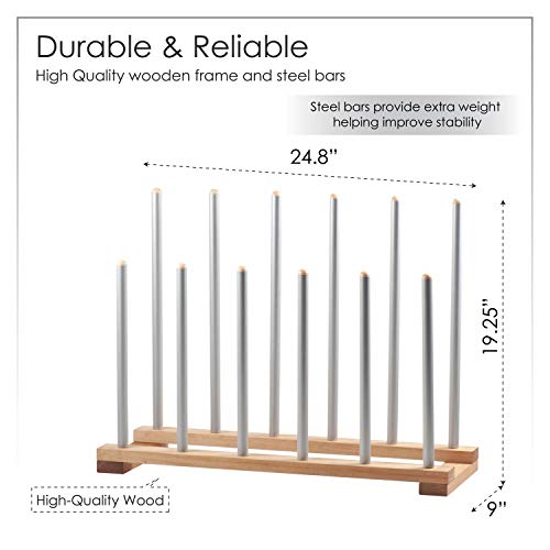 INNOKA 6 Pairs Birch Wood Boot Rack Free Standing Organizer, Easy to Assemble, Wooden & Aluminum Shoes Storage Holder for Tall Knee-High, Hiking, Riding, Rain in Closets & Entryways