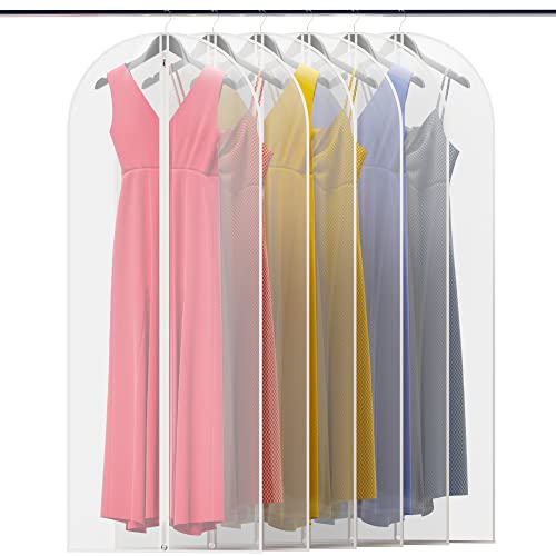 HANGERWORLD Clear Plastic Garment Bags for Hanging Clothes, 60inch Long Dress Cover Bag (Pack of 6)