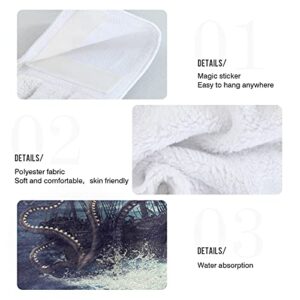 AUUXVA Sea Octopus Kraken Nautical Hanging Hand Towel for Kitchen Bathroom with Loop Absorbent Soft Hang Washcloth Tie Towels Dish Cloth Set of 2