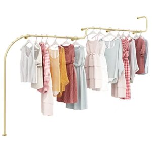 clothing store clothes rack creative display stand, commercial retail clothing hanging rod garment storage hanger, home cloakroom metal clothes shelf closet system, gold pipe clothes rack garment ba