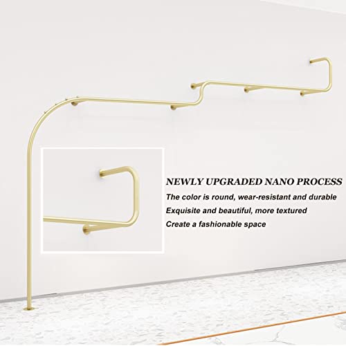 Clothing Store Clothes Rack Creative Display Stand, Commercial Retail Clothing Hanging Rod Garment Storage Hanger, Home Cloakroom Metal Clothes Shelf Closet System, Gold Pipe Clothes Rack Garment Ba