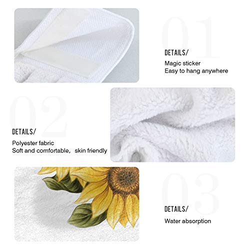 Boccsty Sunflower Hanging Kitchen Towels 2 Pieces Spring Summer Autumn Dish Cloth Tie Towels Hand Towel for Bathroom Farmhouse Housewarming Tabletop Home