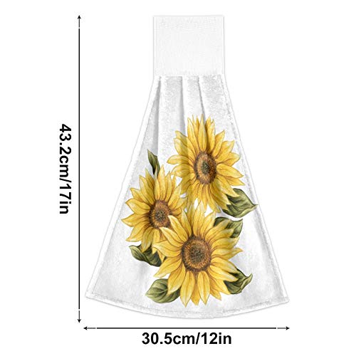 Boccsty Sunflower Hanging Kitchen Towels 2 Pieces Spring Summer Autumn Dish Cloth Tie Towels Hand Towel for Bathroom Farmhouse Housewarming Tabletop Home