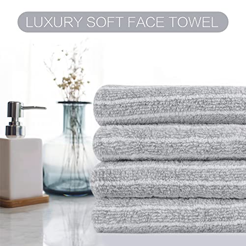 KinHwa Microfibre Hand Towels for Bathroom 4 Pack 30inch x 16inch Ultra Soft Lightweight Face Towels Super Absorbent Bath Towels Ideal for Hair Spa Sports and Travel Light-Gray