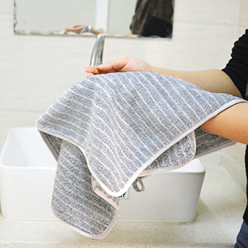 KinHwa Microfibre Hand Towels for Bathroom 4 Pack 30inch x 16inch Ultra Soft Lightweight Face Towels Super Absorbent Bath Towels Ideal for Hair Spa Sports and Travel Light-Gray