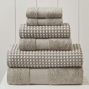 amrapur overseas 6-piece yarn dyed cobblestone jacquard towel set flax