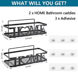 NisuAM Shower Caddy, Shower Organizer H-O-M-E Bathroom Decor Adhesive Shower Shelves Accessories, 2 Pack Apartment Decor Rustproof Shower Shelf for Inside Shower, No Drilling Bathroom Kitchen Organization and Storage Shower Rack