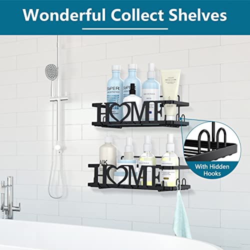 NisuAM Shower Caddy, Shower Organizer H-O-M-E Bathroom Decor Adhesive Shower Shelves Accessories, 2 Pack Apartment Decor Rustproof Shower Shelf for Inside Shower, No Drilling Bathroom Kitchen Organization and Storage Shower Rack