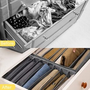 kingdalux 2PC Upgrade Wardrobe Clothes Organizer, Thicken 7 Grids Foldable Drawer Separation Box, for Jeans, Sweater, T-Shirts, Dresses, Bra, Kid Clothing Storage