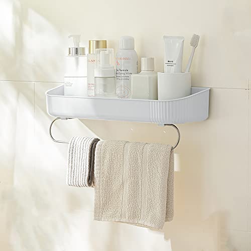 Poeland Bathroom Shelf with Towel Bar, Wall Mounted Shower Storage Organizer Shower Caddy for Bathroom Living Room Kitchen