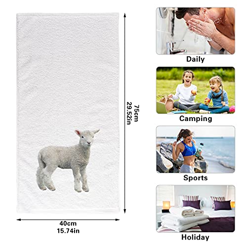 ALAZA Cute Sheep Lamb Animal Print Towels 100% Cotton Hand Towel for Bathroom 16 x 30 inch, Absorbent Soft & Skin-Friendly, 2 Pieces, Multicolor