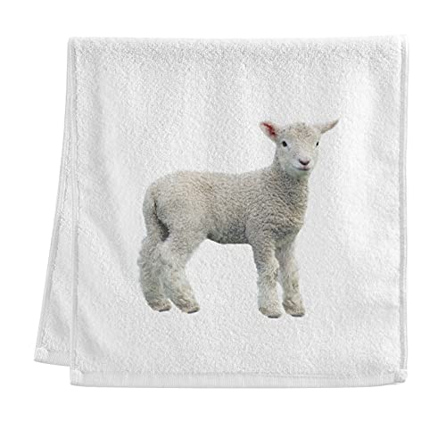 ALAZA Cute Sheep Lamb Animal Print Towels 100% Cotton Hand Towel for Bathroom 16 x 30 inch, Absorbent Soft & Skin-Friendly, 2 Pieces, Multicolor