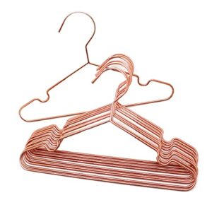 koobay 12.5" children rose gold clothes hangers, 10-pack, shiny steel wire shirts coat slacks clothes hangers storage display