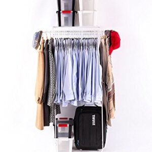 idee Free Standing Leaning Multi-Functional Coat and Shoe Rack, Space-Saving Garment Organizer, EDLR142W