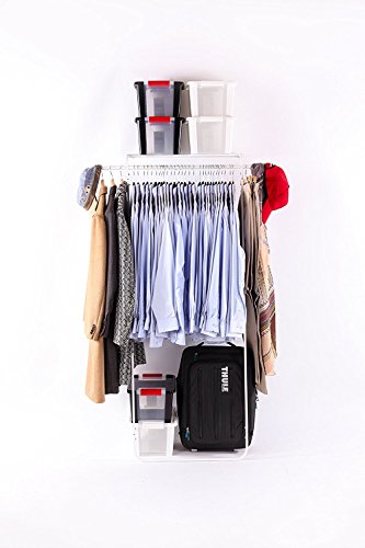 idee Free Standing Leaning Multi-Functional Coat and Shoe Rack, Space-Saving Garment Organizer, EDLR142W