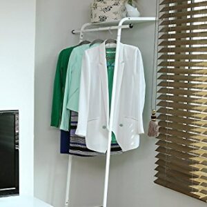 idee Free Standing Leaning Multi-Functional Coat and Shoe Rack, Space-Saving Garment Organizer, EDLR142W