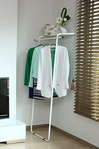 idee Free Standing Leaning Multi-Functional Coat and Shoe Rack, Space-Saving Garment Organizer, EDLR142W