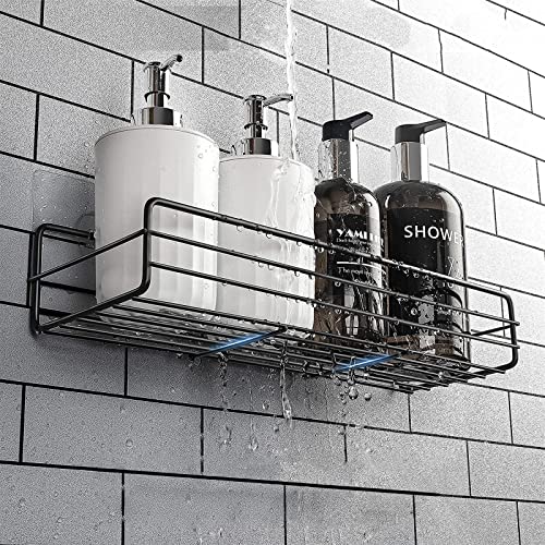 Fujampe Shower Caddy, Rustproof 304 Adhesive Shower Organizer Shelf Bathroom Shelf Storage Organizer No Drilling Kitchen Storage Rack Wall-Mounted for Bathroom, Dorm and Kitchen