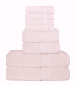 glamburg ultra soft 8-piece towel set - 100% pure ringspun cotton, contains 2 oversized bath towels 27x54, 2 hand towels 16x28, 4 wash cloths 13x13 - ideal for everyday use, hotel & spa - pink