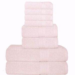 GLAMBURG Ultra Soft 8-Piece Towel Set - 100% Pure Ringspun Cotton, Contains 2 Oversized Bath Towels 27x54, 2 Hand Towels 16x28, 4 Wash Cloths 13x13 - Ideal for Everyday use, Hotel & Spa - Pink