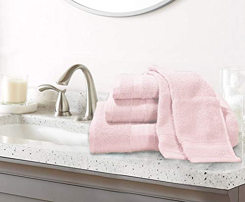 GLAMBURG Ultra Soft 8-Piece Towel Set - 100% Pure Ringspun Cotton, Contains 2 Oversized Bath Towels 27x54, 2 Hand Towels 16x28, 4 Wash Cloths 13x13 - Ideal for Everyday use, Hotel & Spa - Pink