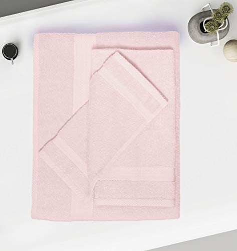 GLAMBURG Ultra Soft 8-Piece Towel Set - 100% Pure Ringspun Cotton, Contains 2 Oversized Bath Towels 27x54, 2 Hand Towels 16x28, 4 Wash Cloths 13x13 - Ideal for Everyday use, Hotel & Spa - Pink