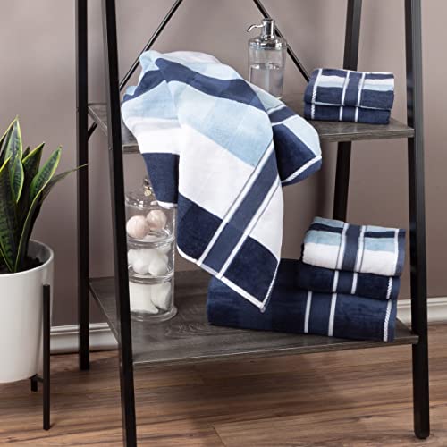 Lavish Home 100% Cotton Oakville Velour 6 Piece Towel Set-Navy